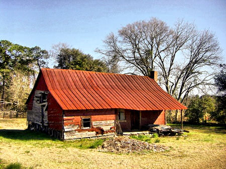 Red Tar Paper Tarpaper Farmhouse Vernacular Architecture Southern ...