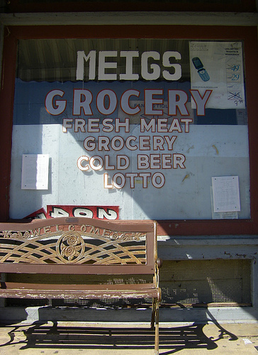 Meigs Grocery Thomas County GA Painted Window Sign Bench Ghost Town ...