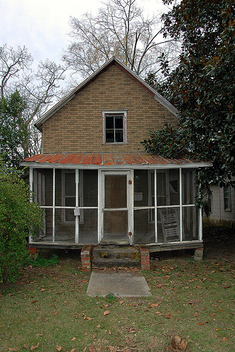 Fitzgerald GA Oconee Street Tar Paper House Tin Roof Screened In Front ...